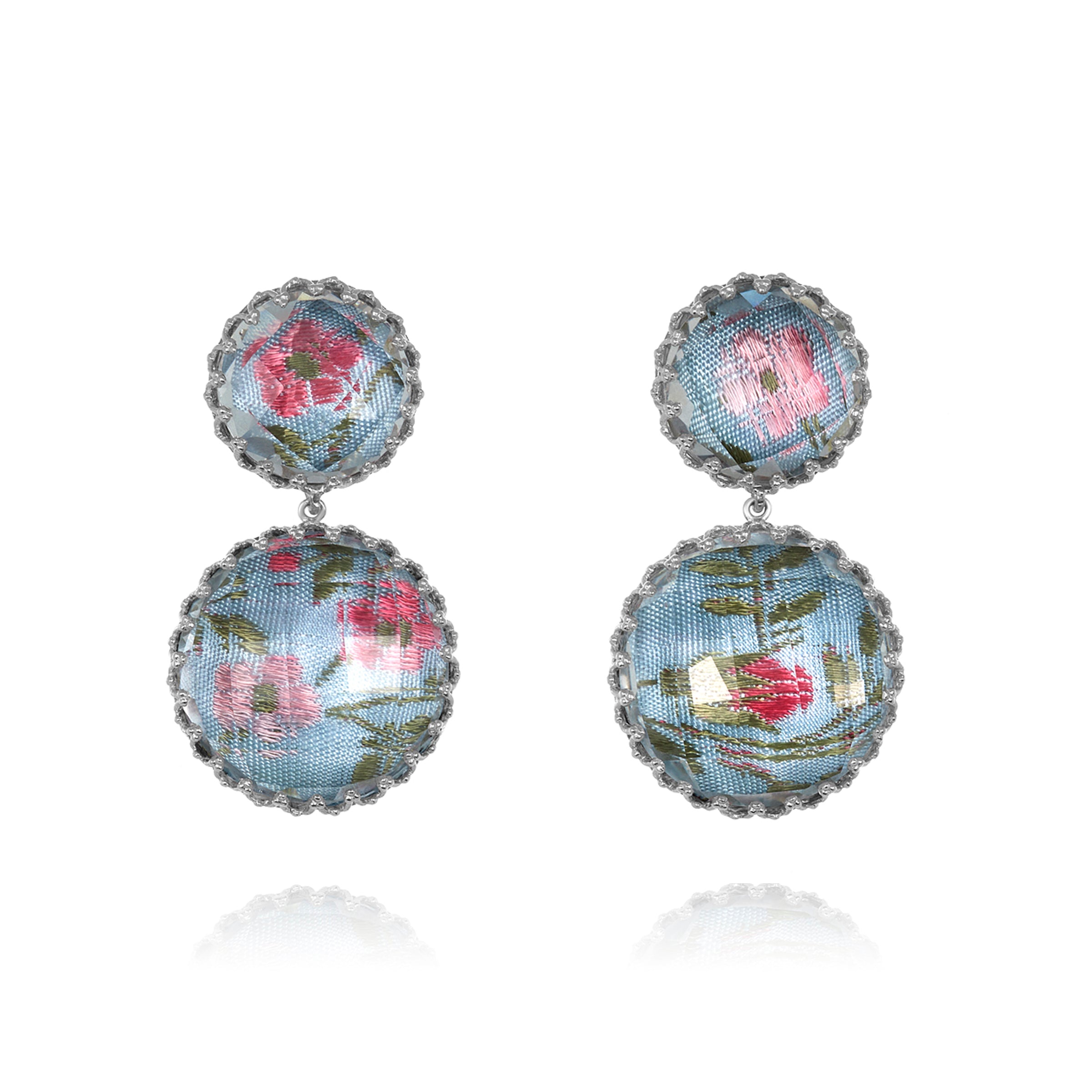 The Ribbon Collection Olivia Large Day Night Earrings (White Rhodium o ...